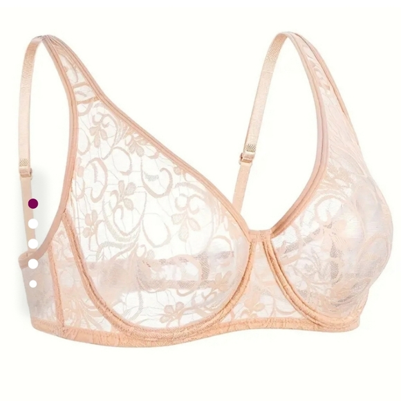 Source Unknown | Intimates & Sleepwear | Elegant Lace Sheer Bra Peach ...